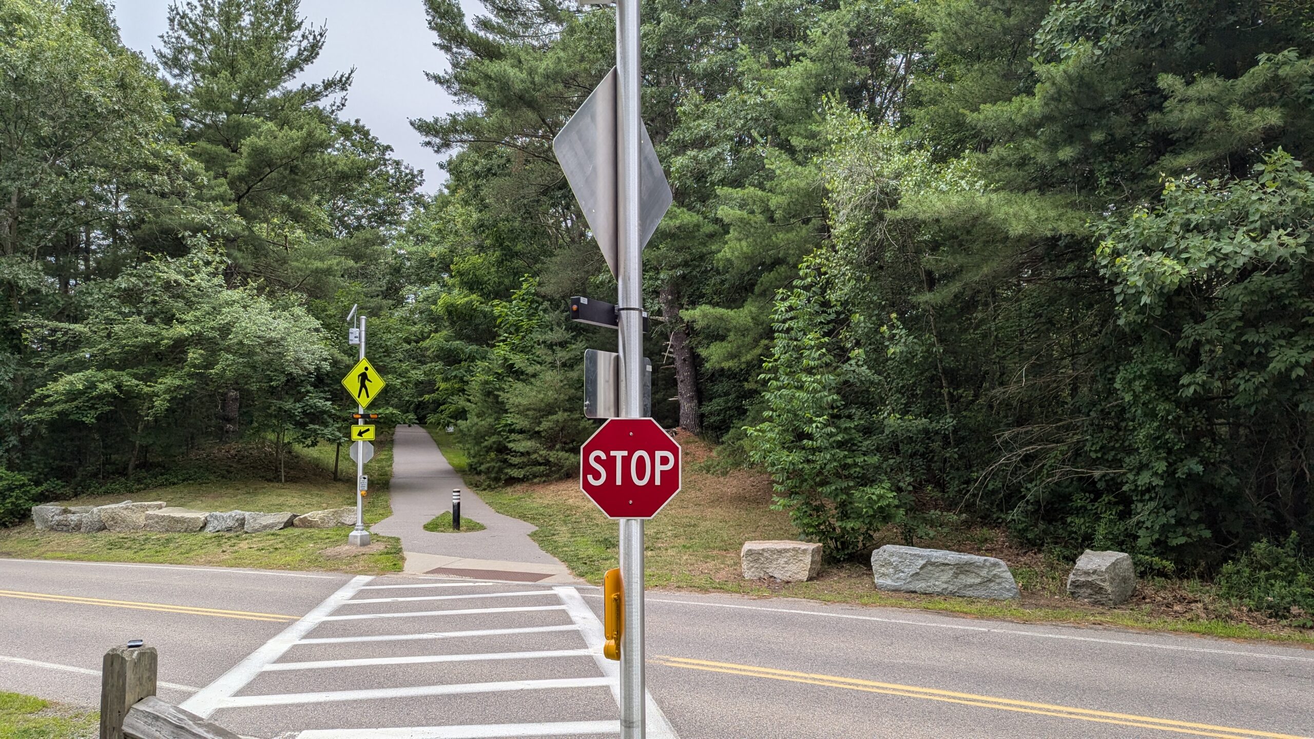New traffic signals have been installed at the Lake Street trail ...